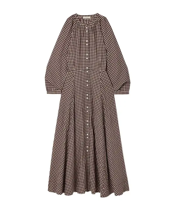 DÔEN Madelaine Checked Organic Cotton-voile Midi Dress - Multi-color
