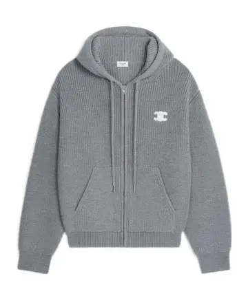 Celine Hooded Wool Cardigan - Medium Gray