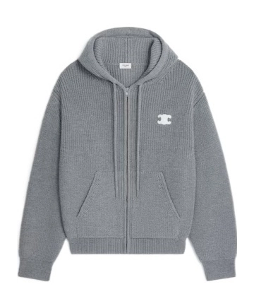 Celine Hooded Wool Cardigan - Medium Gray