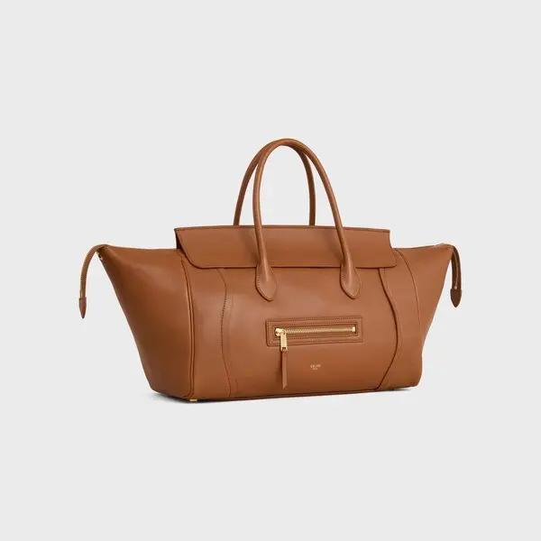 Celine Luggage In Supple Shiny Lambskin - Brown
