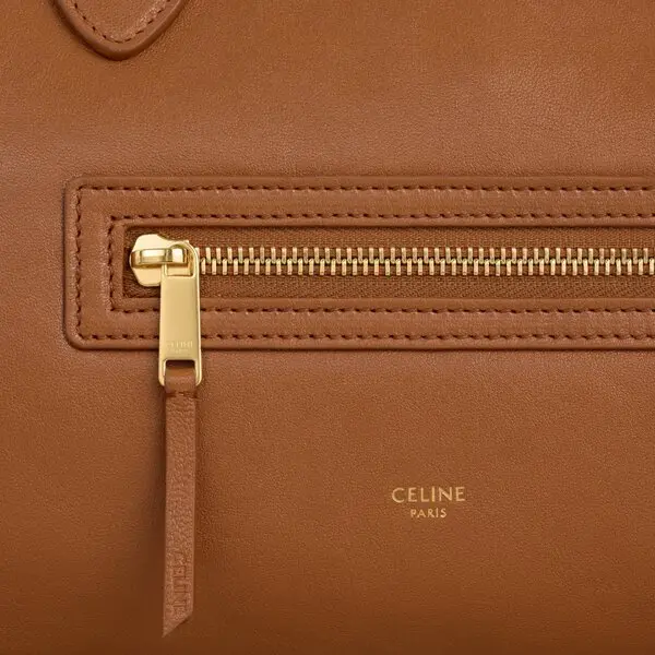Celine Luggage In Supple Shiny Lambskin - Brown