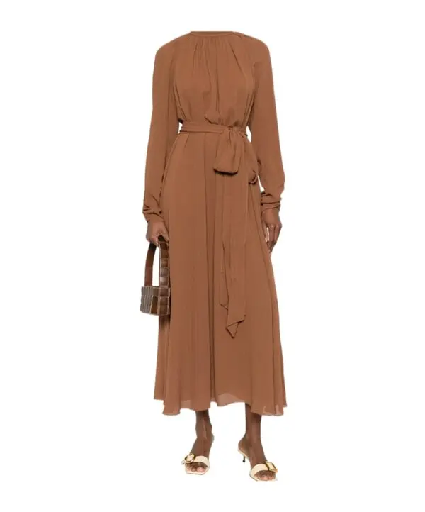 JOSEPH Pinky Tie-waist Midi Dress - Brown