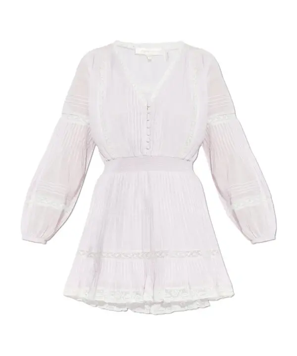 LoveShackFancy Winfrey Lace-trim Mini Dress - White