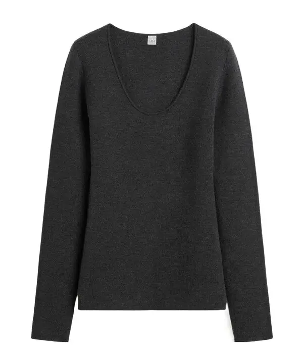 TOTEME Compact Knit Top Charcoal - Charcoal-grey