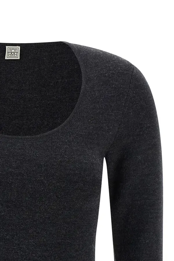 TOTEME Compact Knit Top - Charcoal