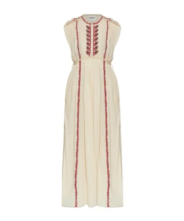 Isabel Marant Étoile Liviane Embroidered Maxi Dress - Beige/red