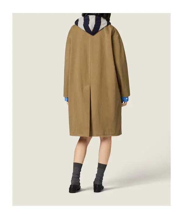 Miu Miu Gabardine Single-breasted Coat With Detachable Belt - Khaki