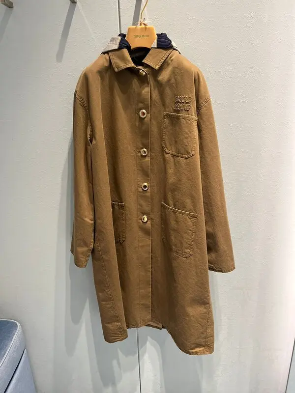 Miu Miu Gabardine Single-breasted Coat With Detachable Belt - Khaki
