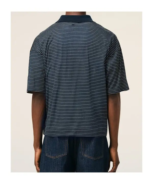 Ami Striped Logo Polo Shirt