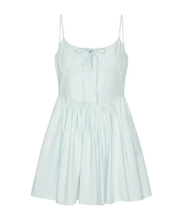 ROTATE BY BIRGER CHRISTENSEN Ruched Tie-strap Mini Dress - Light Blue