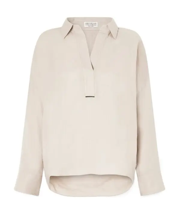 Brunello Cucinelli Long Sleeve Shirt With Monili Beads