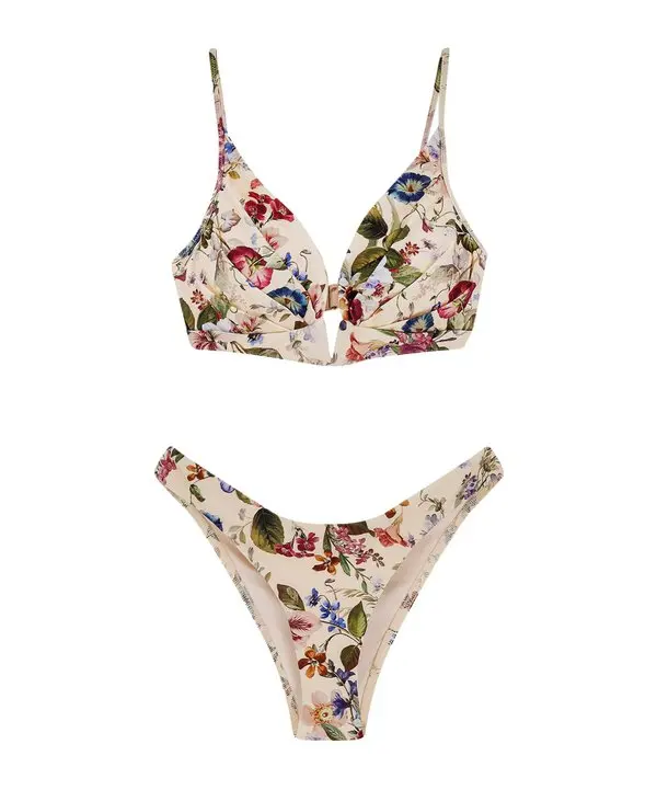 Zimmermann Patience Tuck Plunge Bikini Set - Nude