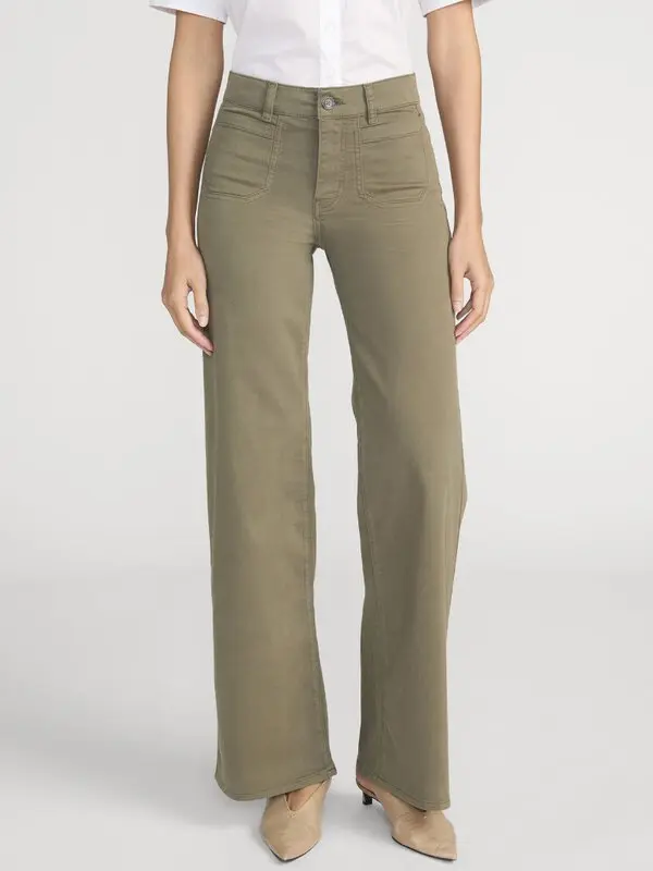FRAME Le Slim Palazzo Modernist Pocket Jeans - Grasshopper