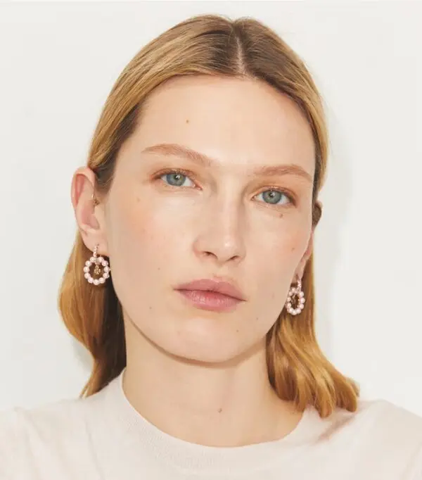 Tory Burch Moondance Embellished Hoop Earrings With Pearls And Crystals