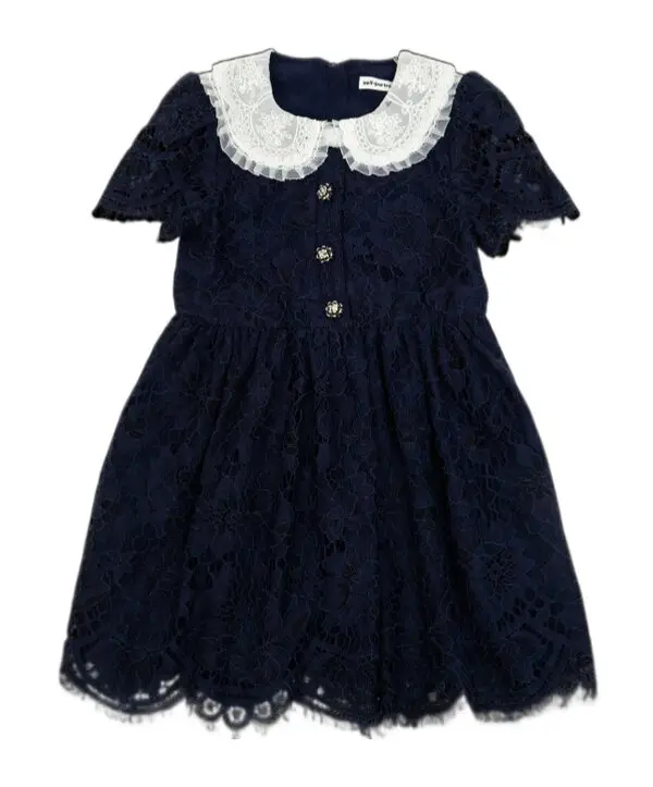 SELF-PORTRAIT Lace Collar Dress - Black
