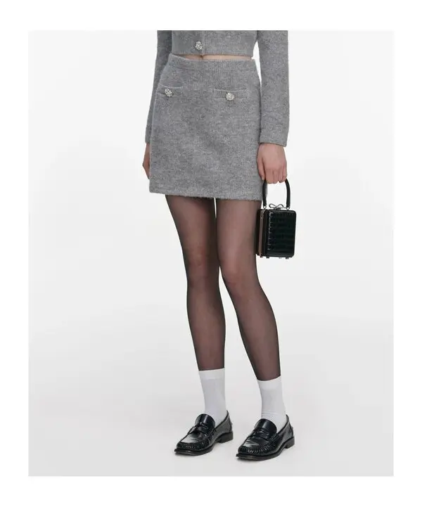 SELF-PORTRAIT Embellished Knitted Mini Skirt