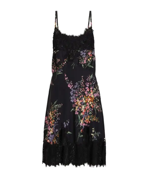 Dolce & Gabbana Floral Lace Trim Slip Dress - Multi-color