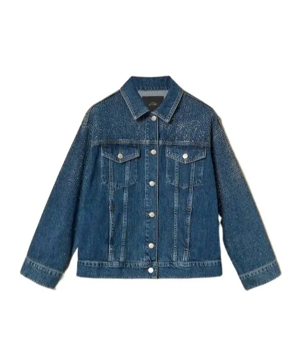 TWINSET Rhinestone Embellished Denim Jacket