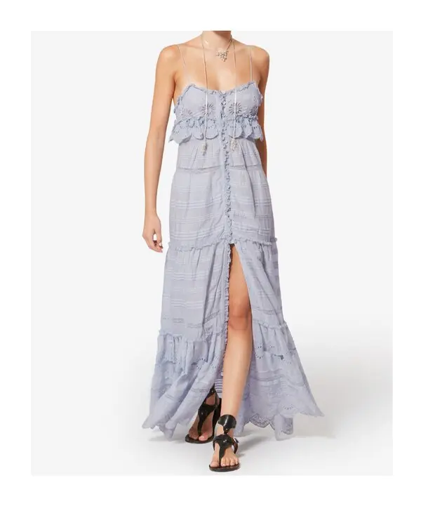 Isabel Marant Étoile Paule Floral Lace Maxi Dress - Light Blue