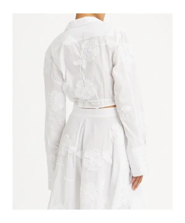 ROTATE BY BIRGER CHRISTENSEN V-neck Wrap Shirt With Lace-up Detail - No