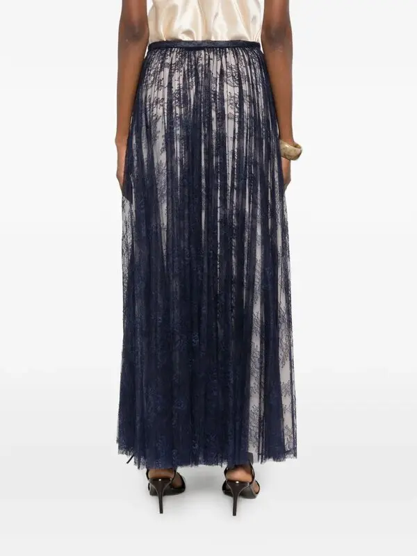 Alberta Ferretti Lace Pleated Maxi Skirt