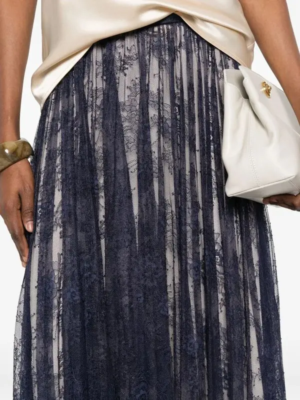 Alberta Ferretti Lace Pleated Maxi Skirt