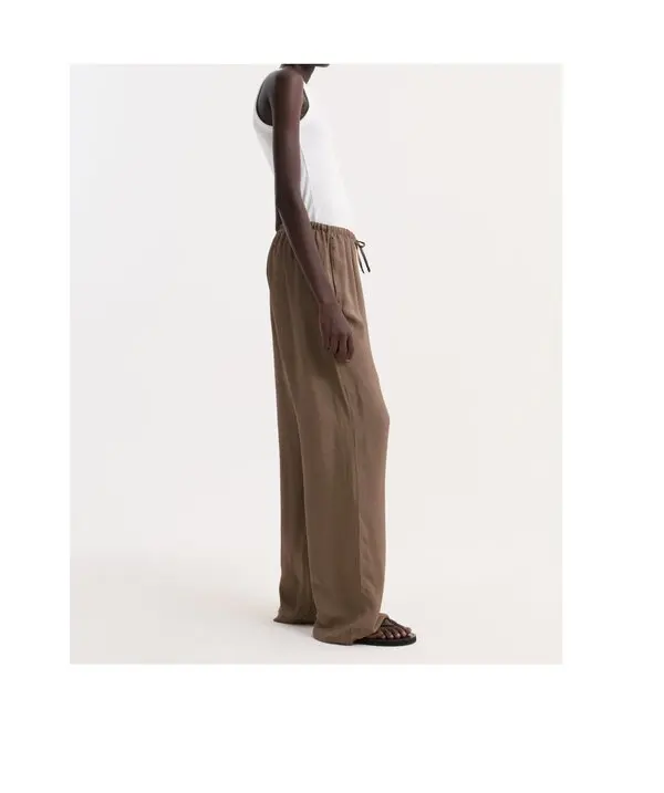 RÓHE Mini-check Drawstring Wide-leg Trousers - Brown Grid