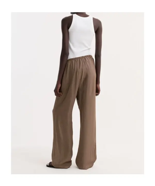 RÓHE Mini-check Drawstring Wide-leg Trousers - Brown Grid