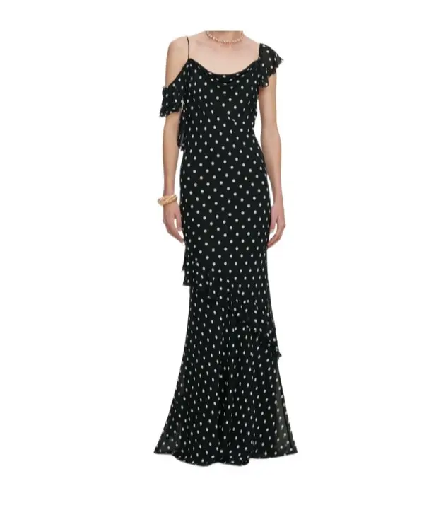 SELF-PORTRAIT Polka Dot Georgette Maxi Dress