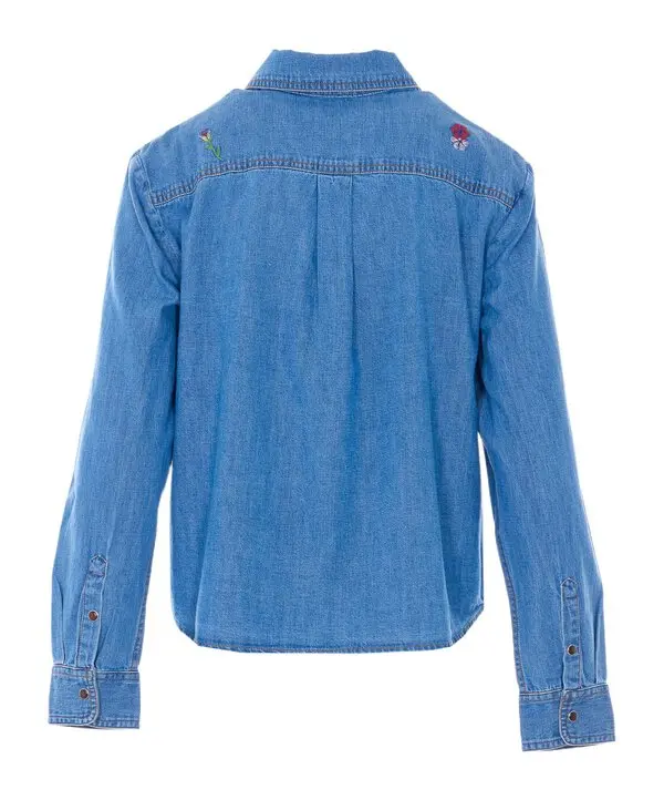 Rixo Edaline Chambray Shirt With Embroidery