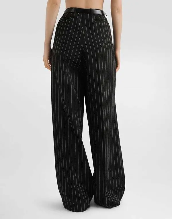 Dolce & Gabbana Pinstriped Pleated Trousers With Belt