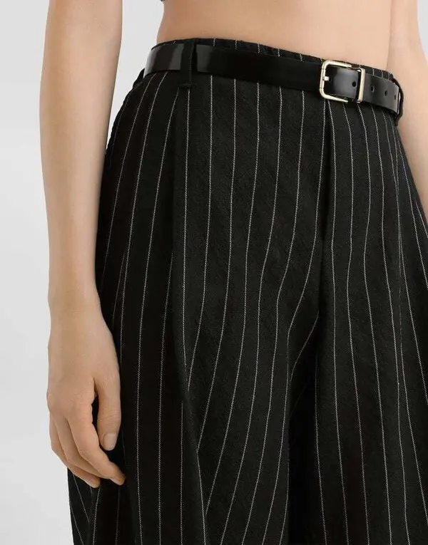 Dolce & Gabbana Pinstriped Pleated Trousers With Belt