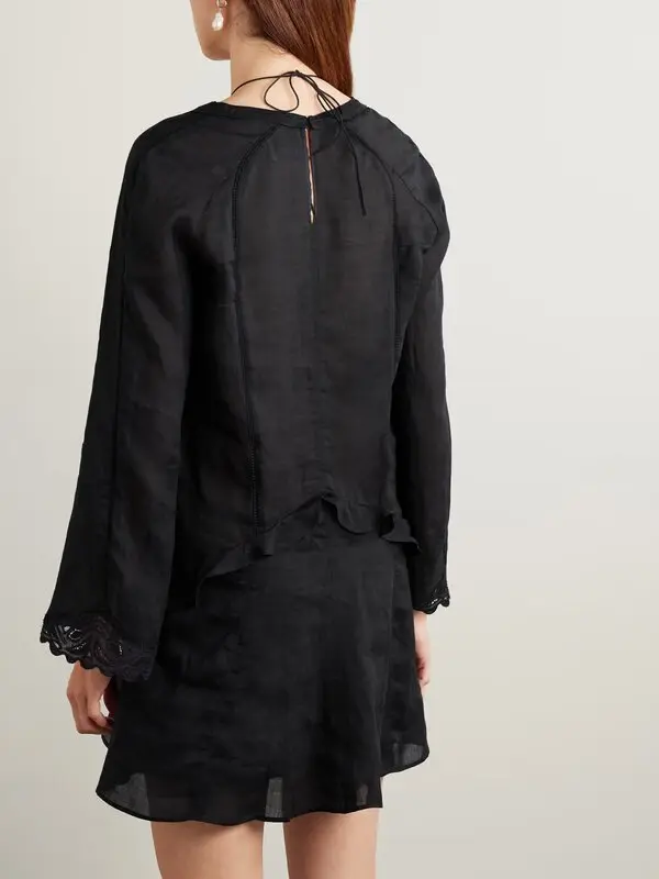 Isabel Marant Étoile Liya Lace-trimmed Embroidered Mini Dress