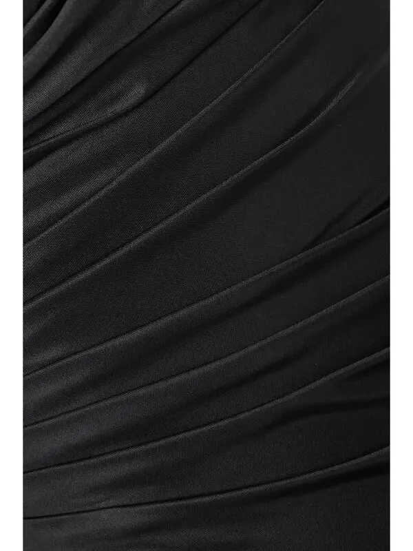 Versace Draped One-shoulder Gown With Medusa '95 Detailing