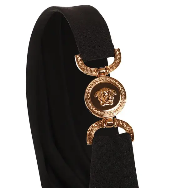Versace Draped One-shoulder Gown With Medusa '95 Detailing