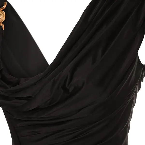 Versace Draped One-shoulder Gown With Medusa '95 Detailing