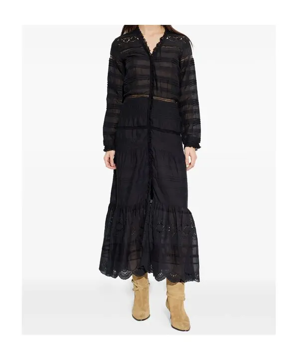 Isabel Marant Étoile V-neck Long Sleeve Lace Trim Maxi Dress