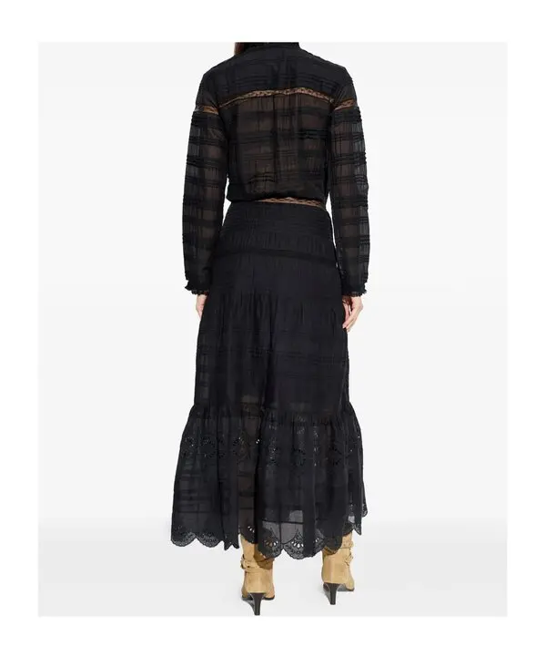 Isabel Marant Étoile V-neck Long Sleeve Lace Trim Maxi Dress