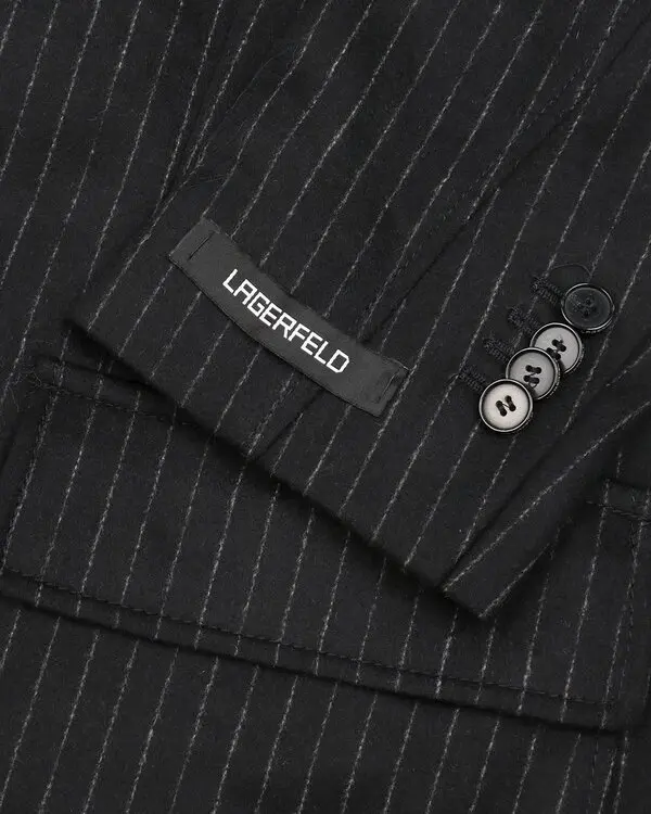 Karl Lagerfeld Striped Single-breasted Suit Jacket - Black