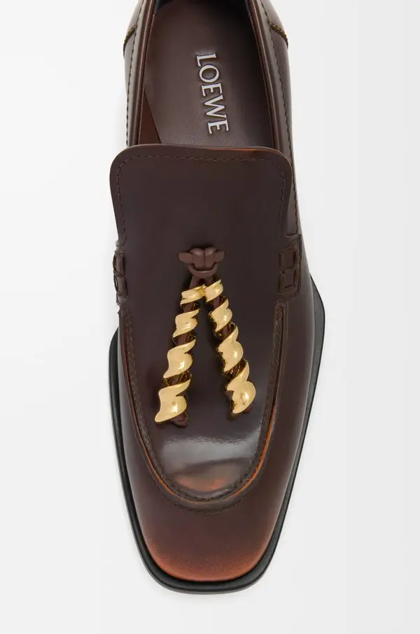 Loewe Edge Tassel Slip-on Loafers In Hand-brushed Calfskin - Brown