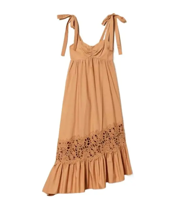 TWINSET Macramé Asymmetrical Maxi Dress - Pink
