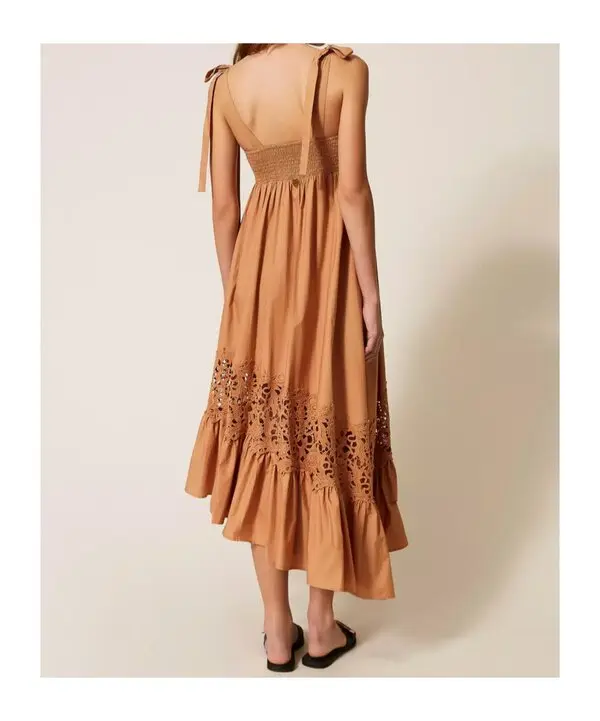 TWINSET Macramé Asymmetrical Maxi Dress