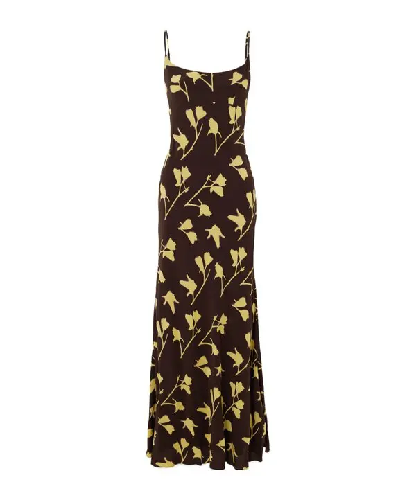 Staud Dinah Floral Print Maxi Dress - Black