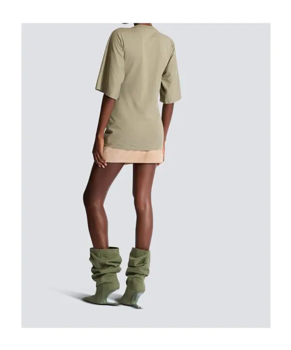 Balmain Club Print T-shirt With Drawstring Detail - Green