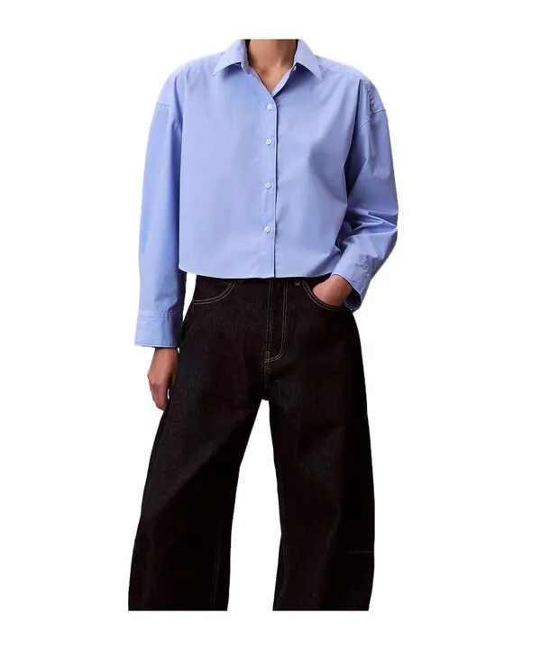 Calvin Klein Cropped Button-up Shirt - Hydrangea