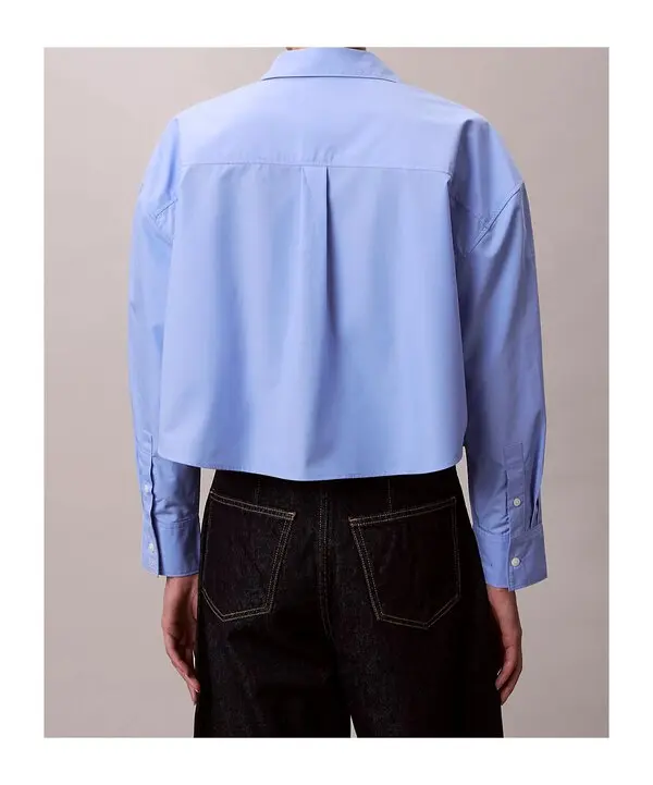 Calvin Klein Cropped Button-up Shirt With Drop Shoulders - Hydrangea