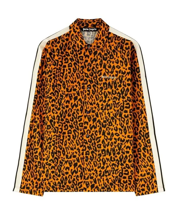 Palm Angels Cheetah-printed Stripe Detailed Track Shirt