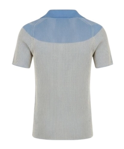 VIVIENNE WESTWOOD Striped Knit V-neck Polo Top - Gray