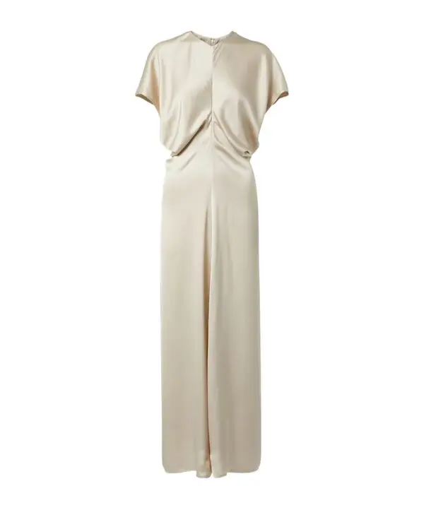 TOTEME Short Sleeve Gathered Maxi Dress