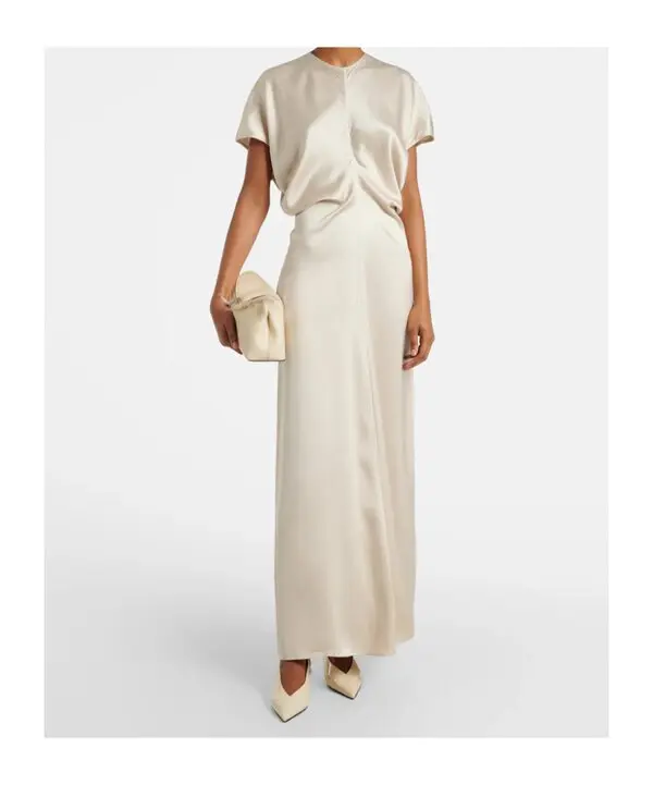 TOTEME Short Sleeve Gathered Maxi Dress